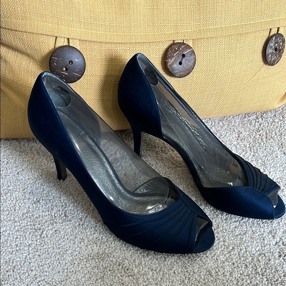 Adrianna Papell | Shoes | Adrianna Papell Blue Elegant Peeptoe Heels ...